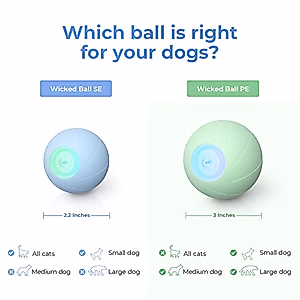 Cheerble Intelligent Toy Ball with [3 Interactive Modes], LED Lights, Wicked Ball SE, Made of Natural Rubber, Active Rolling Ball for Dog/Puppy/Small/Medium Dogs and Cats, DC Rechargeable