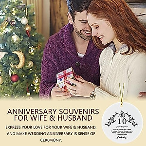 OWTTWO 10th Anniversary Wedding Gift,10th Anniversary Ornament for Couple,Husband,Wife,Him,Her