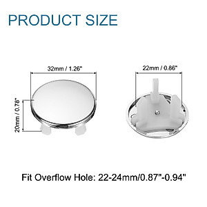uxcell 8pcs Sink Overflow Rings, Bathroom Kitchen Basin Trim Bath Sink Hole Round Single Layer Plastic Overflow Drain Cover Insert in Hole (Silver Tone, White)