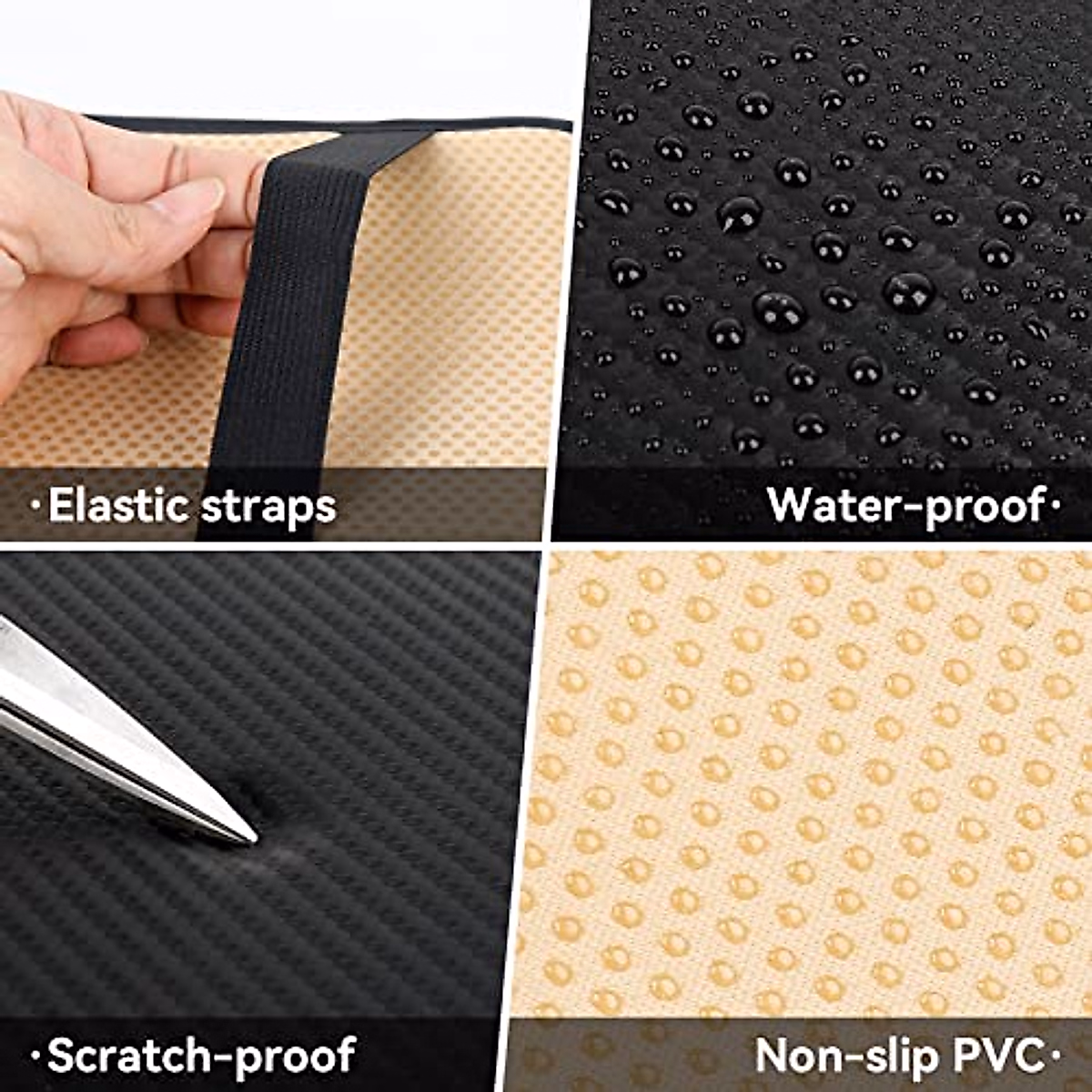 Amiss Car Center Console Pad, Universal Waterproof Car Armrest Seat Box Cover, Car Interior Accessories, Carbon Fiber PU Leather Auto Armrest Cover Protector for Most Vehicle, SUV, Truck, Car (Black)