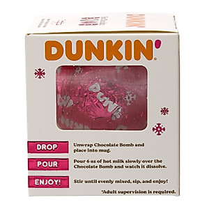 Dunkin Original Hot Chocolate BOMB, 12 Pack, Melting Belgian Milk Chocolate Ball Filled with Mini Marshmallows, Pack of 12 Hot Cocoa Treats by Frankford Candy