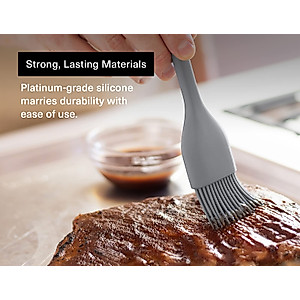 Metal Oxygen Silicone Kitchen Brush Basting - Silicone Cooking Brush - Butter, Sauce & Oil Brush for Cooking - Nylon, Silicone - 3.5 Ounces, Gray