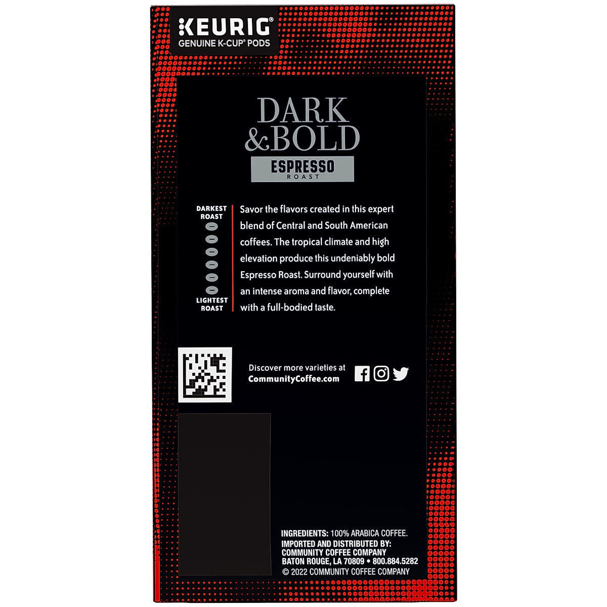 Community Coffee Dark & Bold Espresso Roast 24 Count Coffee Pods, Compatible with Keurig 2.0 K-Cup Brewers, 24 count (Pack of 1)