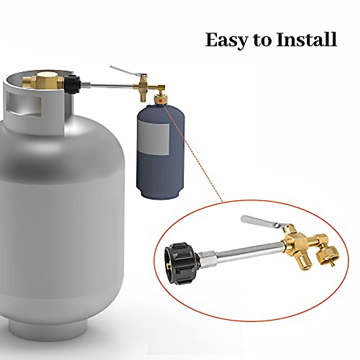 AJinTeby Propane Fitting Adapter Valve Propane Refill Adapter with ON-Off Control for 1LB Refillable Cylinders, with 2pcs Propane Tank caps