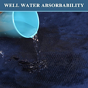 H.VERSAILTEX Kitchen Mat 2 PCS Kitchen Rugs Non Slip Memory Foam Flannel Velvety Kitchen Runner Rug Water Absorbent Soft Kitchen Rug Set for Floor Rug Standing Rugs(47" x 17" + 24" x 17", Navy)