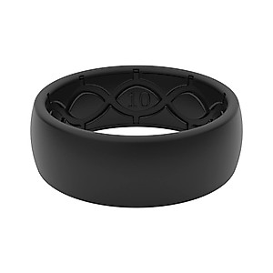 Groove Life Solid Black/Black Ring - Breathable Silicone Wedding Rings for Men, Lifetime Coverage, Unique Design, Comfort Fit Ring - Size 12