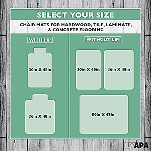 Ilyapa Office Chair Mat for Hard Floors 47" x 59" Heavy Duty Clear, PVC Chair Mat for Hardwood and Tile Floors, Protective Floor Mat for Home or Office
