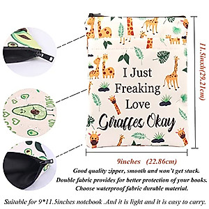 Giraffe Lovers Book Sleeve Giraffe Book Cover Funny Giraffe Lady Book Pouch Giraffe Keeper Book Sack Giraffe Book Protector Waterproof Zipper BFF Gift (GiraffeBS)