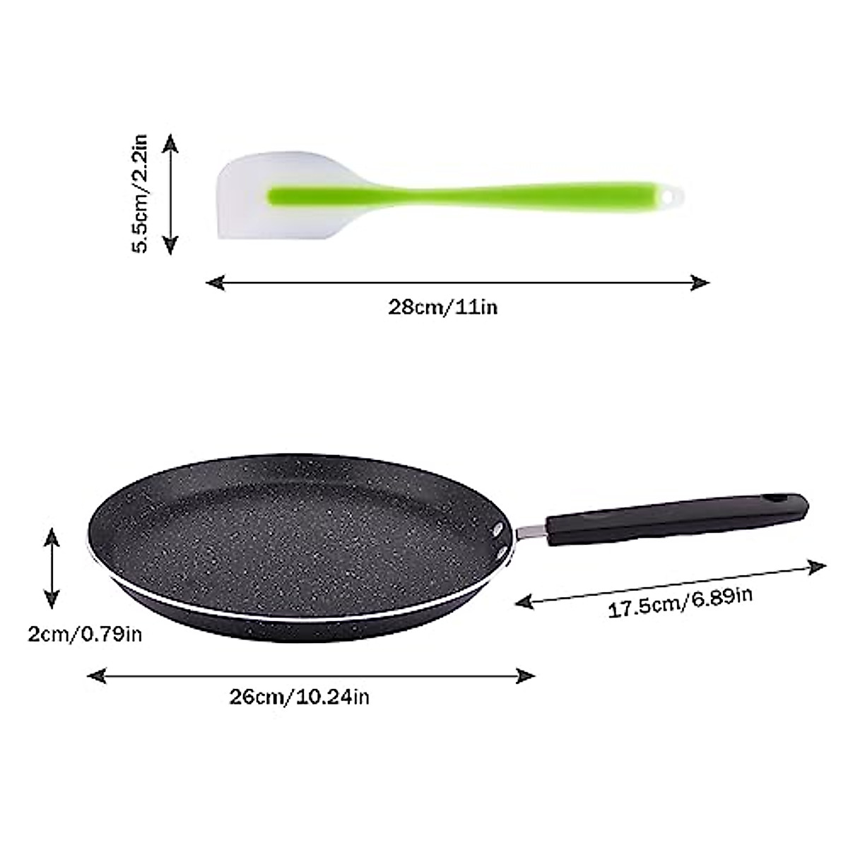 11Inch Griddle Pan with Scraper, Oil Brush, Nonstick Grill Pan for Cooking Eggs, Frying, Grill, Omelettes, Kitchen Griddle Cookware Griddle Pancake Pan, Easy Clean (size:11Inch)