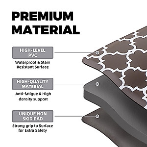 KOKHUB Kitchen Mat,1/2 Inch Thick Cushioned Anti Fatigue Waterproof Kitchen Rug, Comfort Standing Desk Mat, Kitchen Floor Mat Non-Skid & Washable for Home, Office, Sink,17.3"x28"- Brown