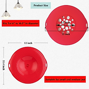 Pot Cover Spill Stopper Lid - Thicken Silicone Boil Over Spill Safeguard,FDA Food Grade Stopper Lid Cover for Pots And Pans, BPA-free Instant Pot Cover, Fits Openings 6" to 10" in Diameter (Red)