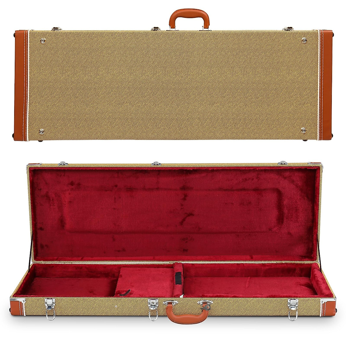 Ktaxon Electric Guitar Hard Case, Rectangle Wooden Standard 39-Inch Electric Guitars Hard-Shell Protective Carrying Case for KST/KTL/170 Model with Lock Latch Padding (Yellow)