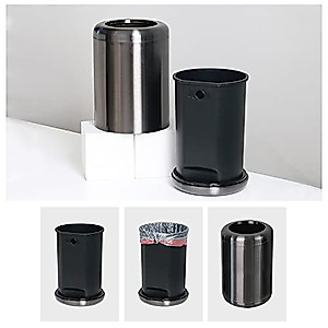 LEASYLIFE Brushed Stainless Steel Trash can,Open Top Wastebasket Bin,Garbage Can for Bathroom,Living Room,Office,Kitchen,Bedroom,Hotel (Black Gold)