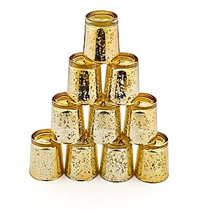 Mercury Glass Votive Candle Holders - Bulk Set of 36, Gold Candle Holders for Tables at Weddings, Parties, Special Occasions with Weighted Base ,Vintage Glow