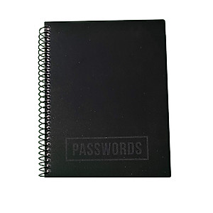 RE-FOCUS THE CREATIVE OFFICE, Password Book Keeper, Black, Small, Mini, Alphabetical Tabs, Spiral Bound, Removable Sheets, Journal Organizer, Includes, Website, Address, Username, Password