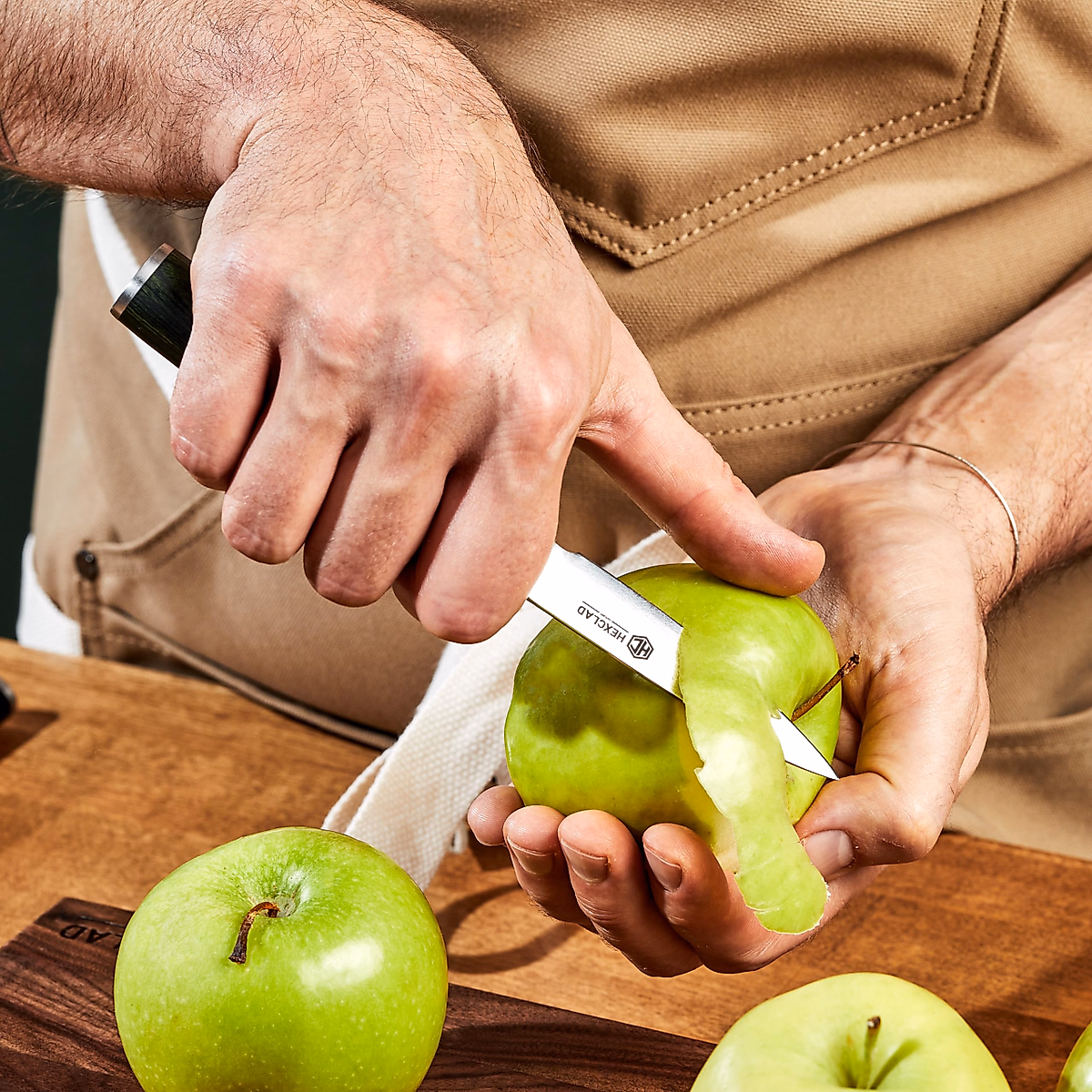 HexClad Paring Knife, 3.5-Inch Japanese Damascus Stainless Steel Blade, Pakkawood Handle