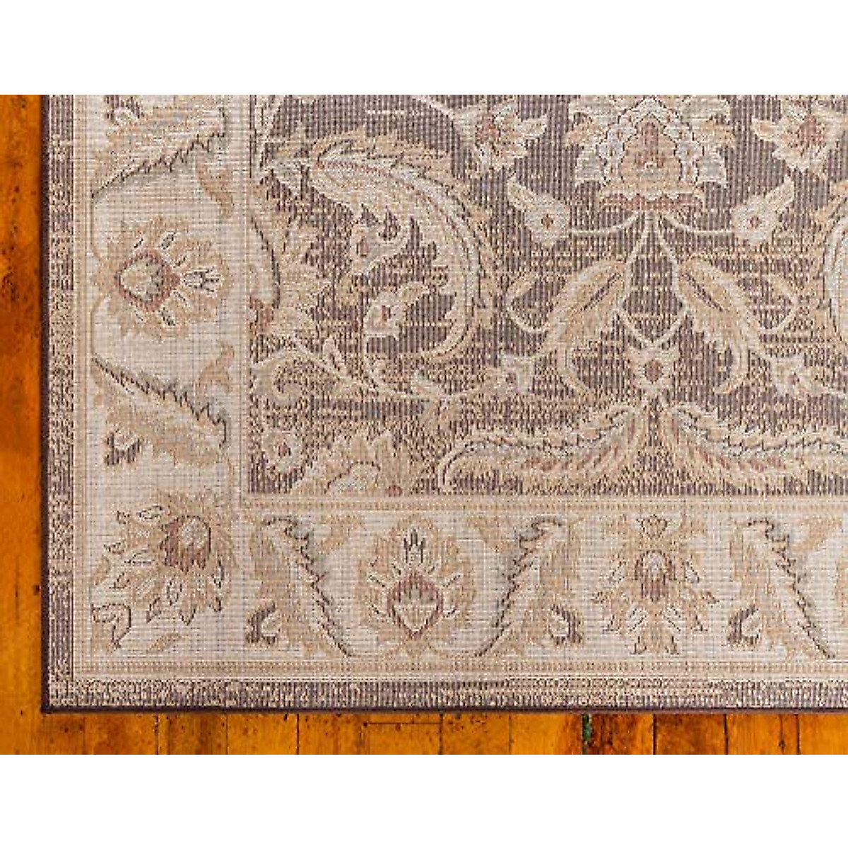 Unique Loom Voyage Collection Traditional Oriental Classic Intricate Floral Design Area Rug, 5 ft x 8 ft, Brown/Gold