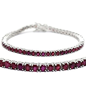 3 MM Round Cut Natural Red Ruby Tennis Bracelet 925 Sterling Silver July Birthstone Wedding Jewelry Love and Friendship Gift For Girlfriend Gift Christmas Gift For Her (Rose Gold Rhodium Plated Silver, 7.5 Inches)