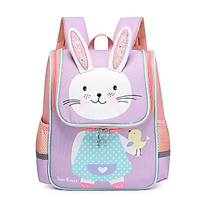 SUN EIGHT Toddler Backpack for Girls Lunch backpack Cute 3D Animal Waterproof Schoolbag School Bag for Baby Girl Boy 2-5 Years（Rabbit）
