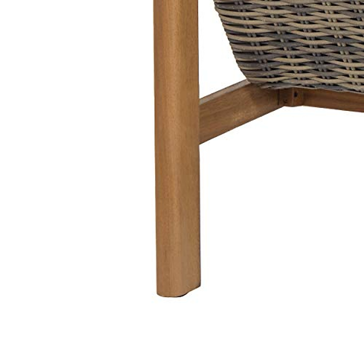 Christopher Knight Home Diana Outdoor Acacia Wood Loveseat with Wicker Accents, Teak Finish, Gray, Beige