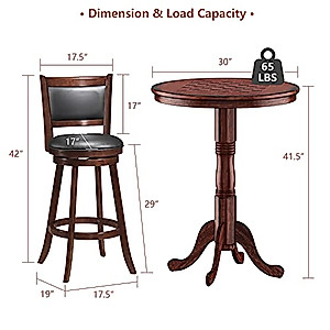 Giantex 3 Pcs Pub Table Set, Wooden Pub Pedestal Side Table w/Stable Base, 360 Degrees Swivel Bar Stool, Modern Round Bar Table and Stools for Living Room Small Space Restaurant Dining Room