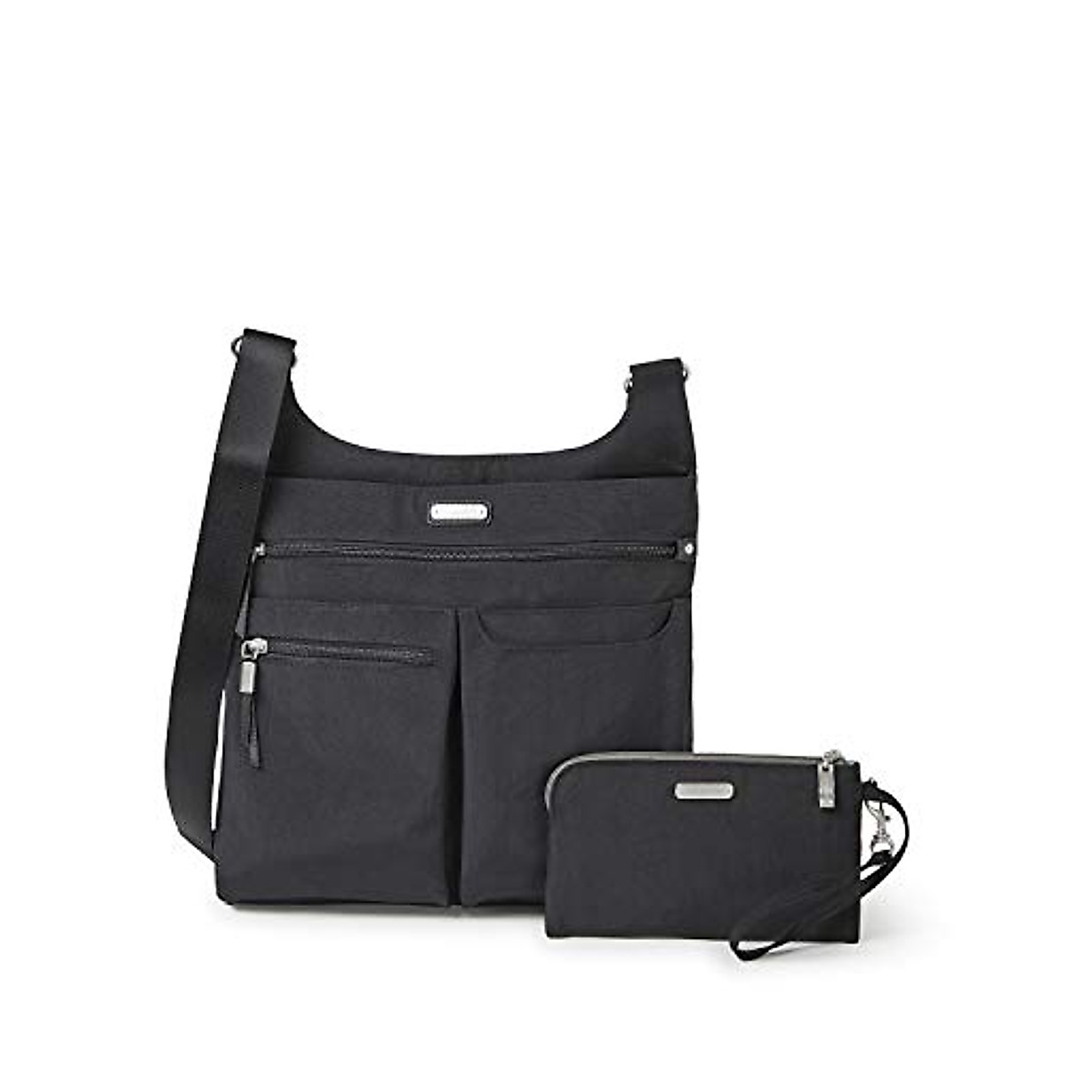 Baggallini Womens On Track Zip Crossbody With Rfid Phone Wristlet Handbags, Black, One Size US