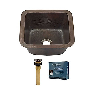 Sinkology P1U-1212BC-AMZ-TG Pollock Undermount 12" Bar Prep Kit with Grid Drain Armor Kitchen Sink, 12 x 12 x 5, Aged Copper