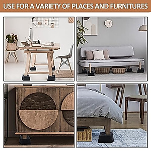 Tocawe Bed Risers Oversized, 2 inch Lift,Set of 8 Furniture Risers, Up to 5000lbs, Table Riser, Risers for Bed Frame, Bed Height Risers, Bed Raiser, Bed Frame Riser, Desk Risers (Black)