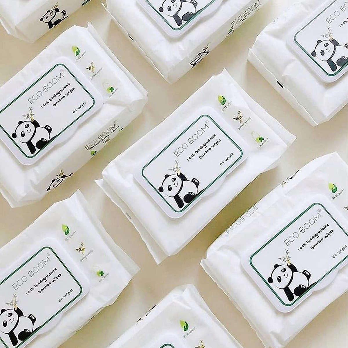 ECO BOOM Bamboo Wipes Eco 100% Baby Wet Wipes Ideal for Newborn Skin 540 Count Unscented