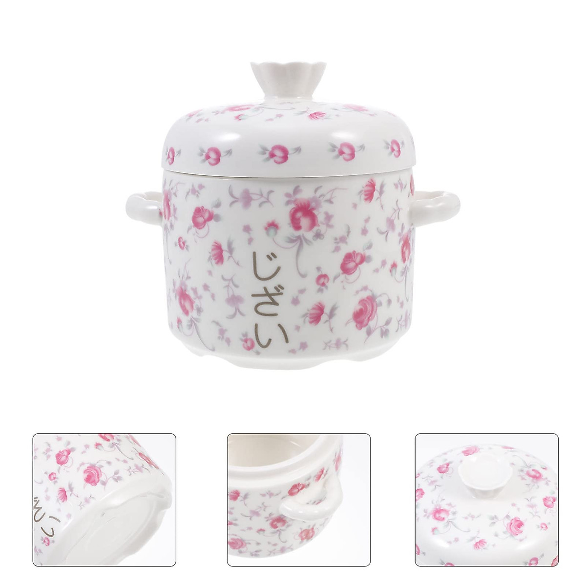 Angoily Ceramic Stew Pot with Lid and Handle Steam Soup Bowl Steaming Cup for Egg Custard Medicinal Birds Nest Pink