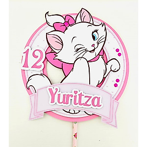 Personalized Marie the cat Themed Cake Topper