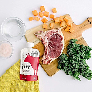 Serenity Kids Regenerative Land to Market Verified Baby Food Pouch Bundle | 6 Each of Grass Fed Bison, Beef & Ginger, and Beef (18 Count)