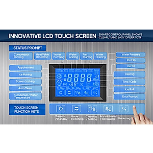 ROVSUN 400LBS/24H Commercial Ice Maker with 300LBS Storage Bin, Commercial Ice Machine with LCD Touch Control Panel & Automatic Cleaning for Restaurant Bar Coffee Shop Home Supermarket