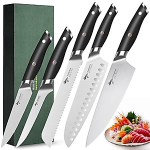 MAD SHARK Knife Set, Professional 5 Piece Kitchen Chef Knife Set, German High Carbon Stainless Steel Ultra Sharp Knives Sets, Ergonomic Handle 2.0 Home Cooking Perfect Cutlery Set Gift