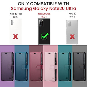 FLIPALM for Samsung Galaxy Note 20 Ultra 5G Wallet Case with RFID Blocking Credit Card Holder, PU Leather Flip Kickstand Shockproof Cover for Women Men (Purple)