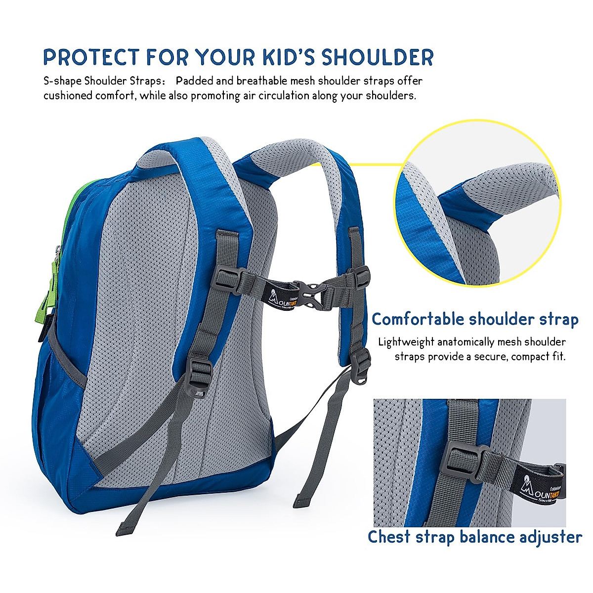 MOUNTAINTOP Kids Hiking Backpack for Boys Girls Water Resistant Lightweight Daypack