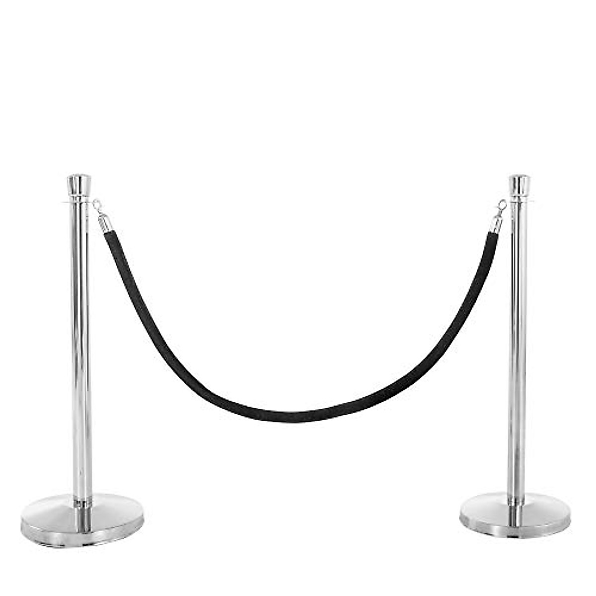 US Weight - U2140 Premier Chrome Post and Black Velvet Rope Crowd Control Stanchions