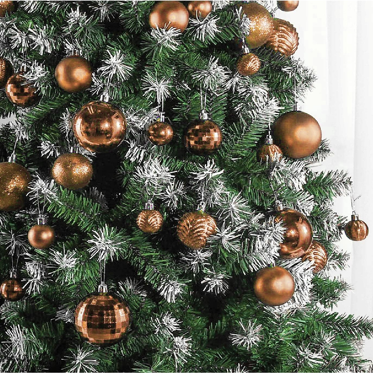 PREXTEX Champagne Christmas Ball Ornaments (36 pcs) - Shatterproof Xmas Tree Decorations with Hanging Loop in 6 Styles and 3 Sizes