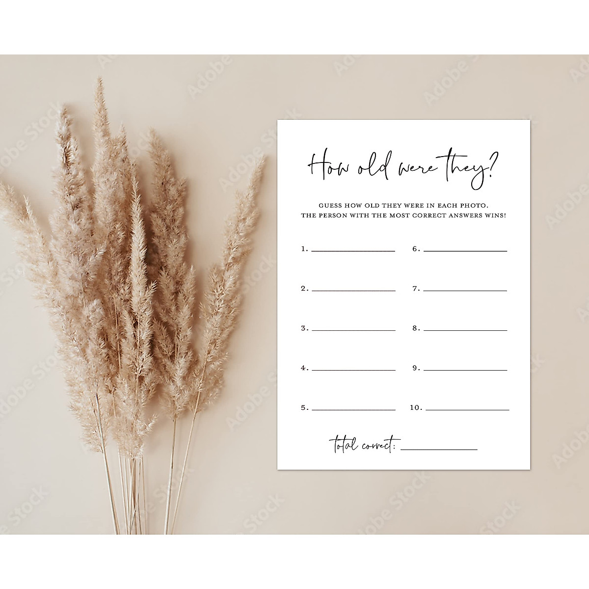 How Old Were They Game for Bridal Shower, Couple, Baby Shower, Parents-to-be - 48 Cards (Black)