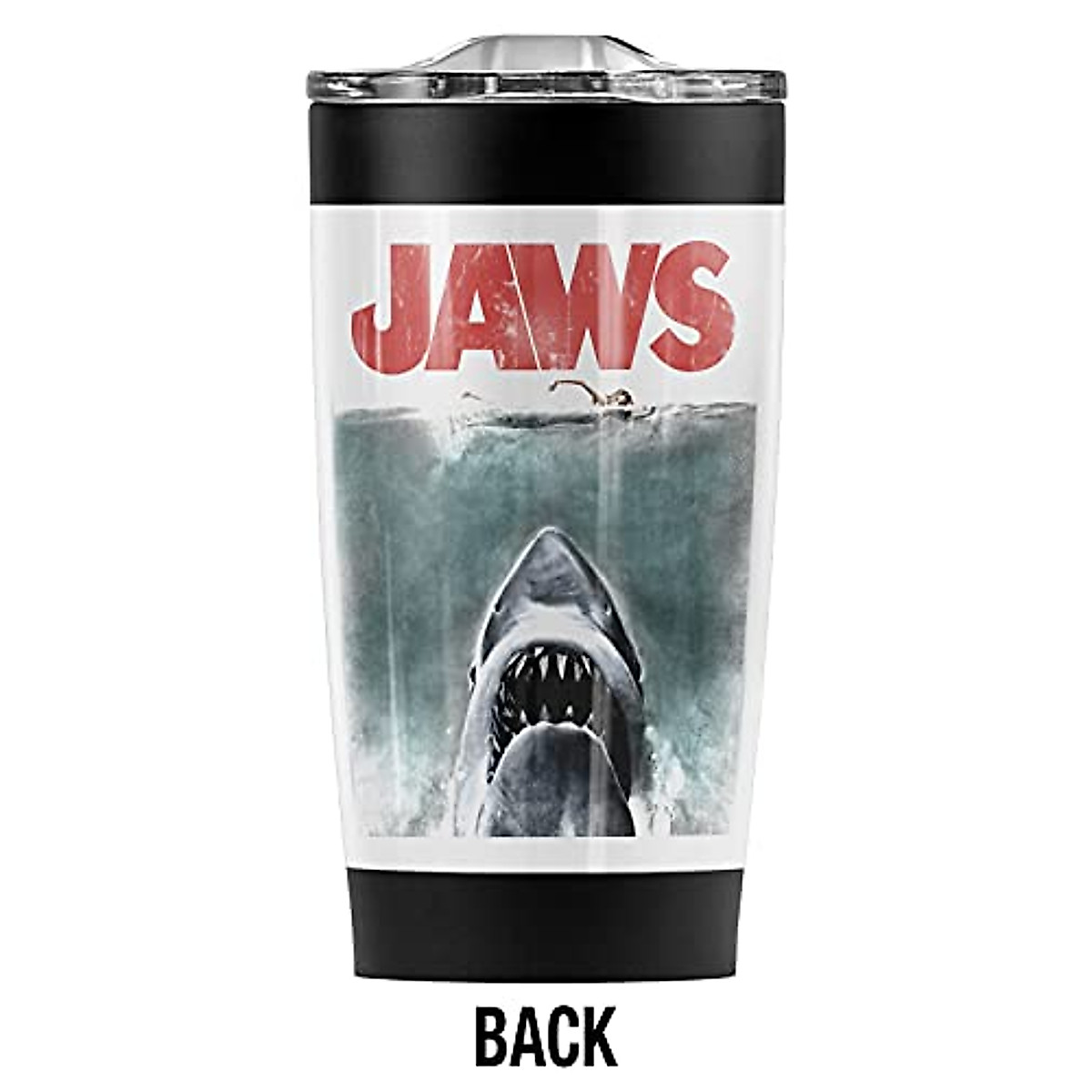 Logovision Jaws Vintage Poster Stainless Steel Tumbler 20 oz Coffee Travel Mug/Cup, Vacuum Insulated & Double Wall with Leakproof Sliding Lid | Great for Hot Drinks and Cold Beverages