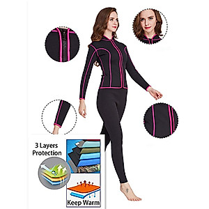 YouNaiJia Women's Wetsuit Top, 2mm Neoprene Wetsuit Jacket Long Sleeve Front Zip Wetsuit Shirt for Swimming Water Aerobics Diving (Y2, L)