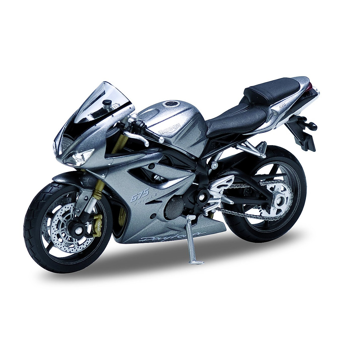 Welly Die Cast Motorcycle Silver Triumph Daytona 675, 1:18 Scale