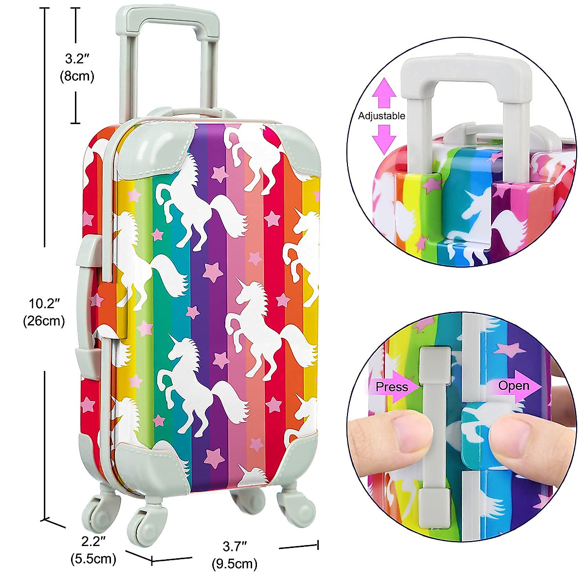 ZITA ELEMENT 24 Pcs 18 Inch Girl Doll Clothes and Accessories Travel Suitcase Set for 18 Inch Doll Accessories Unicorn Stuff