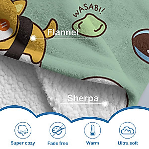 Sleepwish Sushi Shiba Fashion Hoodies & Sweatshirts Cute Kawaii Dog Kids Wearable Blanket Pet Animal Hooded Blanket Sweatshirt for Girls Boys Women (Adults 63" x 39")