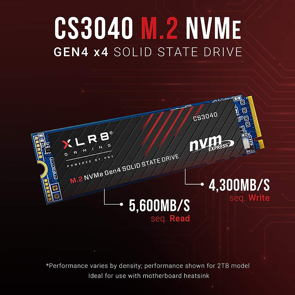 PNY XLR8 CS3040 4TB M.2 NVMe Gen4 x4 Internal Solid State Drive (SSD) with Heatsink - M280CS3040HS-4TB-RB