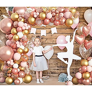 Amandir Rose Gold Balloons Garland Arch Kit, 150pcs Rose Gold Pink White Gold Confetti Latex Balloons for Bridal Wedding Birthday Girl Baby Shower Graduation Anniversary Bachelorette Party Decoration