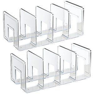SAYEEC Acrylic File Holder, Clear File Sorter Desk File Organizer, Sturdy Desktop File Folder Organizer Rack for Envelopes Mail Letter Paper Notebook Electronics Office Supplies (4 Sections, 2 Pack)