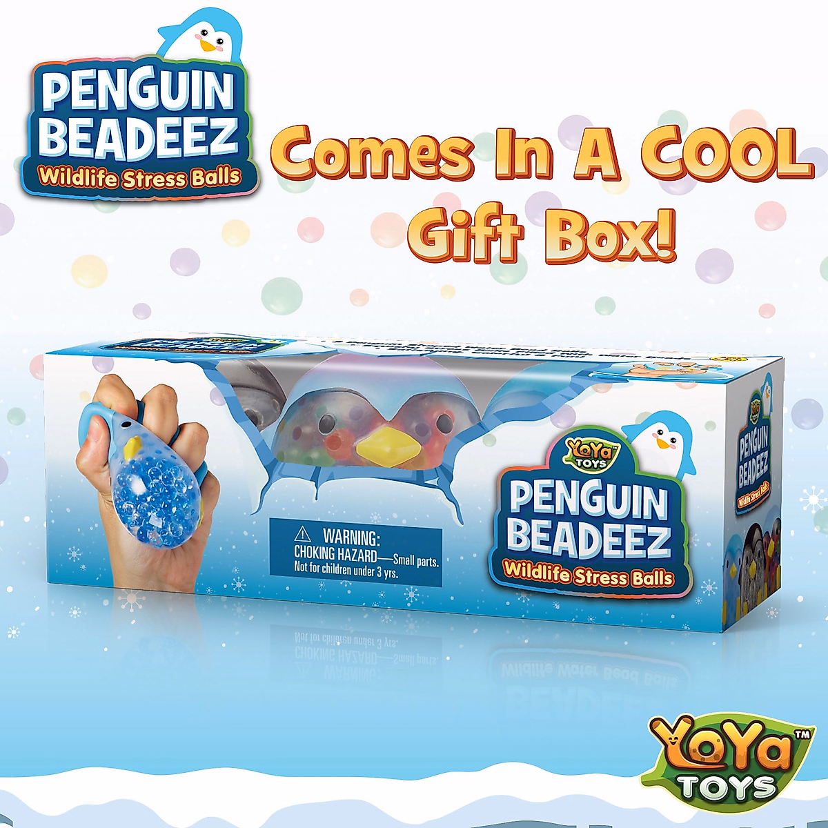 Penguin Stress Balls 3-Pack - Squishy Squeeze Fidget Ball Set for Stress Relief, Autism, ADHD - Cute Penguin Lovers Gift - Includes Blue, Black, Colorful Animal Squishies - Fun & Relaxing to Squish