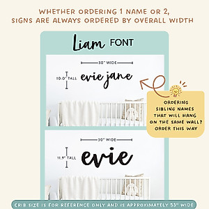 Custom Wood Name Sign for Nursery or Kids Room | Instant Font Preview + Multiple Styles Available Unpainted, Painted, or Stained | Personalized Baby Gift (Unpainted Quick Ship Name Sign)