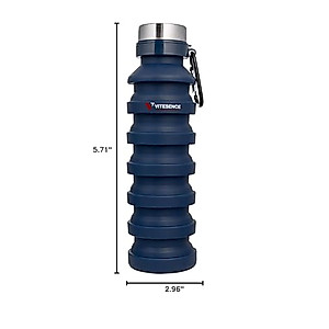 Vitesence collapsable Water Bottle | Safe and Eco-friendly Materials | Suitable for cold and warm water | Flexible Design perfect for camping and travel | 100% Food grade silicone